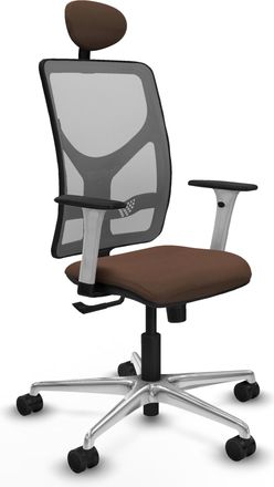 Piqueras y Crespo B&uuml;rostuhl, Kopfst&uuml;tze mit wei&szlig;en und schwarzen Armlehnen, h&ouml;henverstellbare Lendenwirbelst&uuml;tze und festes Kopfteil, ausgestattet mit 3 Positionen, Gra