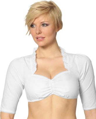 Stockerpoint Dirndlbluse Clara I Größe 32-52 I Damen Bluse mit elegantem Kragen & Spitze I Verstellbare Ausschnittsweite I Bequem & pflegeleicht I Perfekt für Trac