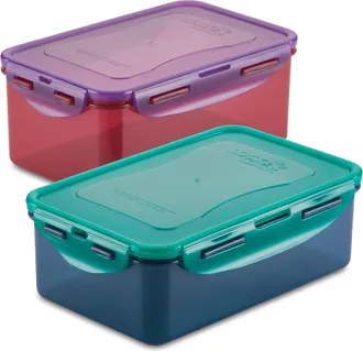 LocknLock Eco Frischhaltedosen 3er Set mit Deckel - Rechteckiges Behälter-Set 470ml / 2x350ml, luftdicht, wasserdicht, BPA-frei & spülmaschinenfest, zufällige F