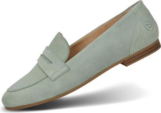 Bugatti Damen-Hausschuh aus hellgrünem Wildleder mit Branding-Prägung, Frontriemen mit Ausschnitt-Detail, weiches und flexibles Design hellgrün 40 EU