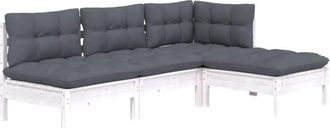 vidaXL Vidaxl - Salon de jardin 4 pcs avec coussins blanc bois de pin