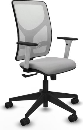 Piqueras y Crespo Schreibtischstuhl, neigbar, mit Armlehnen in Wei&szlig; und Schwarz, h&ouml;henverstellbare Lendenwirbelst&uuml;tze, 3 Positionen, Wei&szlig; / Hellgrau