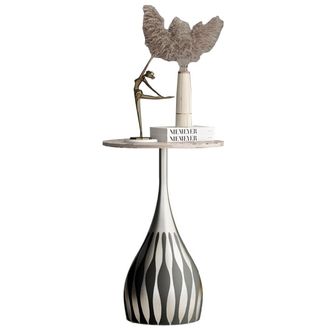 Generic Moderner Nachttisch, Kleiner runder Beistelltisch mit Sockel, runder Couchtisch f&uuml;r Wohn- und Schlafzimmer, dekorativer Nachttisch mit Metallgestell