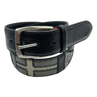 Paolo Vitale Homme, Accessoires, Gris, Taille: 115 CM Ceinture en cuir de l&eacute;zard