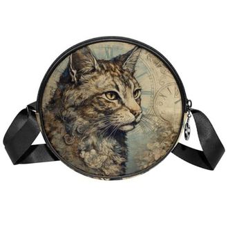 Generic Petit sac &agrave; bandouli&egrave;re rond pour femme, petit sac &agrave; bandouli&egrave;re avec fermeture &eacute;clair et bretelles r&eacute;glables style d&eacute;contract&eacute; pour femmes et filles