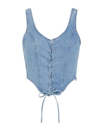 8 by YOOX ORGANIC COTTON DENIM LACE-UP CORSET TOP