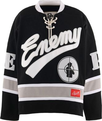 Saint Mxxxxxx Public Enemy Langarmshirt mit Logo-Patch - Schwarz