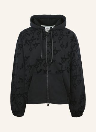 Carlo Colucci Carlo Colucci Kapuzensweatjacke Mit Flockprint - Soft Impact Flenger schwarz