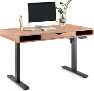 hjh OFFICE Schreibtisch Worktime Style 120x60 cm - Elektrisch h&ouml;henverstellbarer Arbeitstisch mit Memoryfunktion, Steh-Countdown, USB-Hub, Schublade & Ablagef&auml;ch