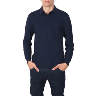 Lacoste Blaues Paris Langarm Baumwollpolo - - Tops - Herren - Blau - L