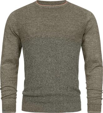 Indicode Herren INReign Feinstrickpullover mit Rundhals-Ausschnitt | Strickpullover aus Baumwolle Army, XXL