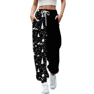 Generic Pantalon de surv&ecirc;tement chaud doubl&eacute; en polaire pour femme avec cordon de serrage &agrave; la taille - Coupe ample - V&ecirc;tement d&eacute;contract&eacute; pour la maison, lin