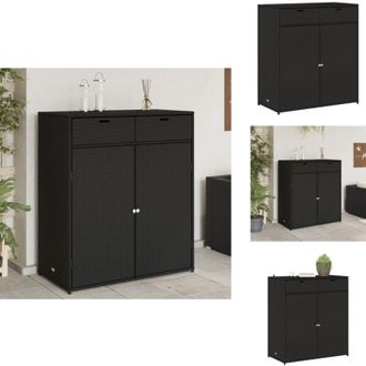 vidaXL Gartenschrank Schwarz 105x55x113 cm Poly Rattan - Outdoor-Schrank - Gartenschrank - Stauraum - Gartenorganisation - Rattan-M&ouml;bel