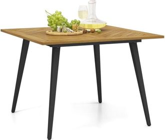 Costway Costway - Table &agrave; Manger Ext&eacute;rieur en Bois dAcacia Certifi&eacute; fsc pour 4 Personnes, Table 107x107 cm avec Trou pour Parasol 5 cm