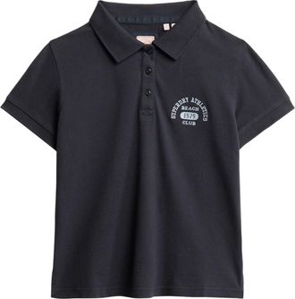 Superdry Damen Tailliertes Athletic Essentials Polohemd im 90er-Jahre-Stil Finster Marineblau 36