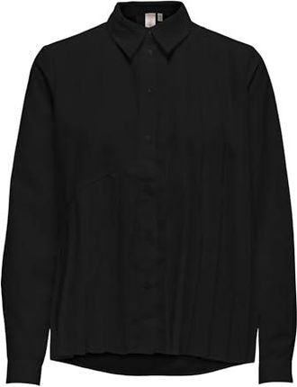 Only Onlwillow Ls Plisse Shirt WVN Chemise, Noir, L Femme