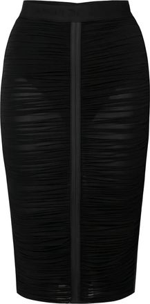 Elisabetta Franchi jupe mi-longue à taille élastiquée - Noir