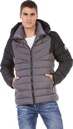 Cipo & Baxx Herren Mantel CM185 Anthrazit - Stylische Winterjacke im modernen Design mit warmem Innenfutter, abnehmbarer Kapuze und funktionalen Details f&uuml;r kalte
