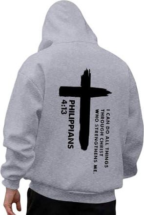 Generic Sweat a Capuche Homme Sweatshirt Hooded Sweatshirt Homme avec Design Imprim&eacute; de Dieu, Capuche et Manches Longues pour Confort Quotidien