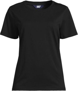 Lands End Supima T-Shirt mit Rundhalsausschnitt, Damen, Größe:56-58 plus, Schwarz, Baumwolle, by Lands End