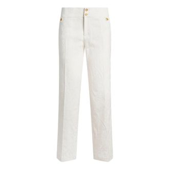 Etro Ausgestellte Jacquard-Hose aus Baumwollmischung - - Trousers - Damen - Wei&szlig; - S