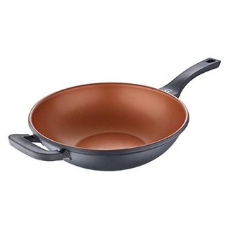 San Ignacio Bronze / Wok de 32 cm / antiadh&eacute;sif / en fonte daluminium / avec anses Soft Touch / po&ecirc;le &agrave; wok adapt&eacute;e &agrave; tous les types de cuisini&egrave;res