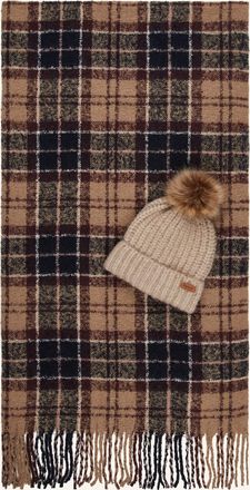 Barbour Set Saltburn: Mütze Mit Kunstpelz Und Schal beige
