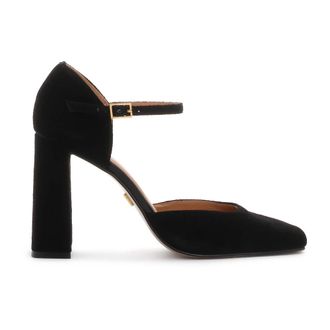Kazar Semi-offene Wildlederpumps mit offener Zehenpartie auf einem Pfosten.Dieses Produkt f&auml;llt gro&szlig; aus. - - Shoes - Damen - Schwarzk - 39 EU