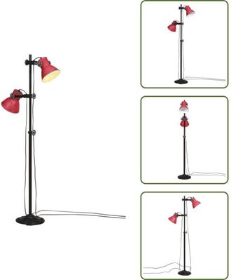 vidaXL Meuble en bois de manguier - vidaXL Lampadaire 25 W rouge d&eacute;lav&eacute; 25x25x90/160 cm E27 - Lampe r&eacute;glable