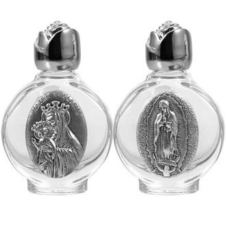 Angoily Lot de 2 bouteilles deau bénite en verre pour catholiques - Distributeur deau bénite vide - Halloween, baptême, église - Argenté