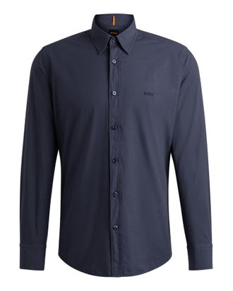 HUGO BOSS Unifarbenes Baumwollhemd Relegant mit Kentkragen, Regular in