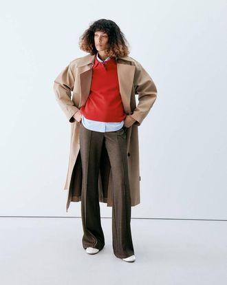 Mango Legging droit avec coutures marron moyen - Femme - XS - MANGO