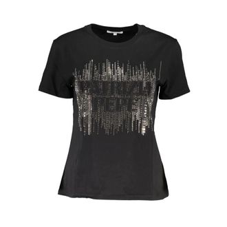 Patrizia Pepe Femme, Tops, Noir, Taille: 36 FR T-shirt en coton chic et contrasté
