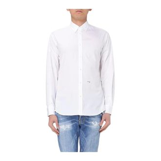Dsquared2 Homme, Chemises, Blanc, Taille: L Chemise Noire en Popeline à Manches Longues