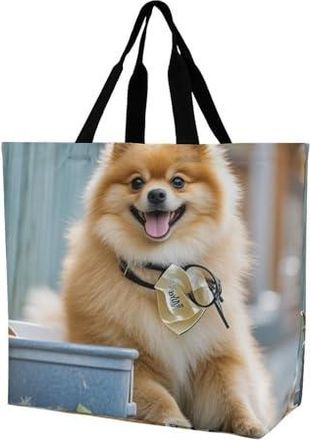 Generic Chien Pom&eacute;ranien &Agrave; Poil Court Sac Fourre Tout Pliable Sacs De Courses L&eacute;ger Sac Cabas Pour Voyage Shopping Quotidienne
