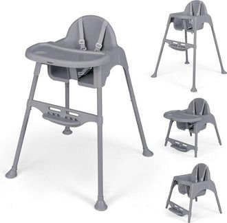 Costway 4 en 1 Chaise Haute Bébé Evolutive, 6-36 Mois, Charge 15 kg, Chaise Bebe Convertible, Plateau et Repose-pieds Réglable Amovible, Harnais à 5 Points