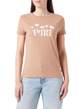 QS by s.Oliver Damen 2144078 T-Shirt mit Frontprint, Braun, X-Large