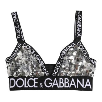 Dolce & Gabbana Pailletten-Triangel-BH ohne B&uuml;gel - - Underwear - Damen - Grau - S