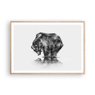 Arttor Poster Rahmen helle Eiche Deko 100x70cm Bär Tier Wandposter Art Prints Wanddeko Bild Wand Kunstdruck Wandbilder Dekoration Wohnzimmer Schlafzimmer Küc