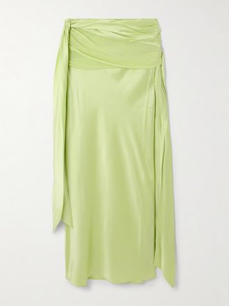 CHRISTOPHER ESBER Maxirock Aus Seidensatin Mit Knoten Und Raffungen - Gr&uuml;n