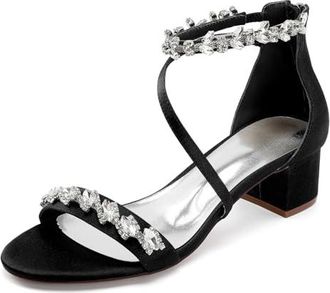 Generic Chaussures De Mariage Femmes Mari&eacute;e Talons Bas Bout Ouvert Chunky Heels Sandales Bureau Travail Soir Talons Hauts 4.5Cm,Noir,40 EU