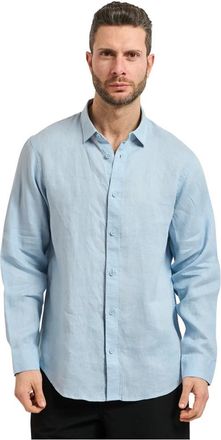 A|X Armani Exchange Homme, Chemises, Bleu, Taille: 2XL Chemise en lin coupe classique
