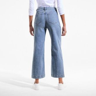 Lands End Recover Culotte-Jeans High Waist, Damen, Gr&ouml;&szlig;e:42 regular, Blau, Baumwolle/Elasthan, by Lands End