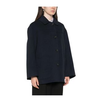Max Mara Femme, Vestes, Bleu, Taille: 38 FR Manteau en laine vierge