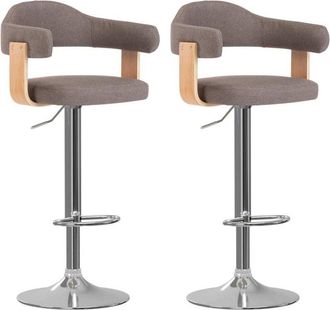 vidaXL Vidaxl - Tabourets de bar lot de 2 taupe bois courb&eacute; et tissu