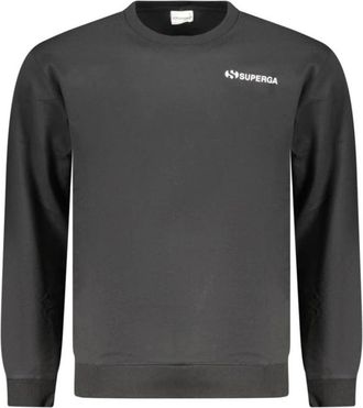 Superga Homme, Sweatshirts et sweats &agrave; capuche, Noir, Taille: 2XL SweaT-shirt ras du cou en coton avec finitions c&ocirc;tel&eacute;es