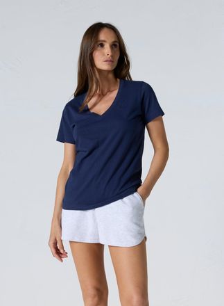 Jott T-shirt uni col V en coton Marine Sofia 2.0 - Taille XL