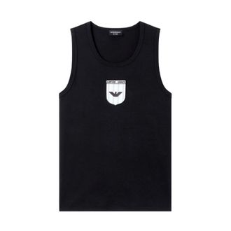 Emporio Armani Homme, Tops, Noir, Taille: XL D&eacute;bardeur Icon en jersey interlock avec broderie