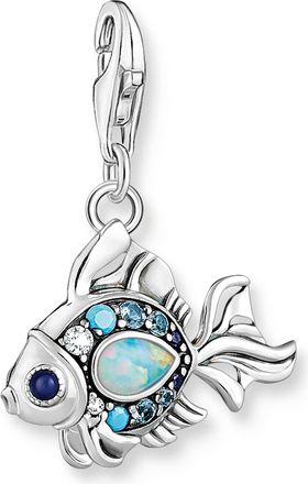 Thomas Sabo Thomas Sabo Charm-Anhänger Fisch mit Zirkonia aus Sterling-Silber in der Farbe Silber-Blau, Maße: 18,8mm, 25mm, 1884-945-7