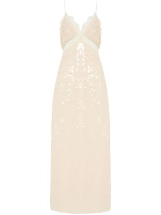 LoveShackFancy robe longue Olmine - Tons neutres